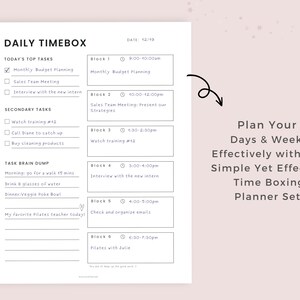 Time Box Planner Bundle Printable Weekly, Daily Hourly Time Blocking ...