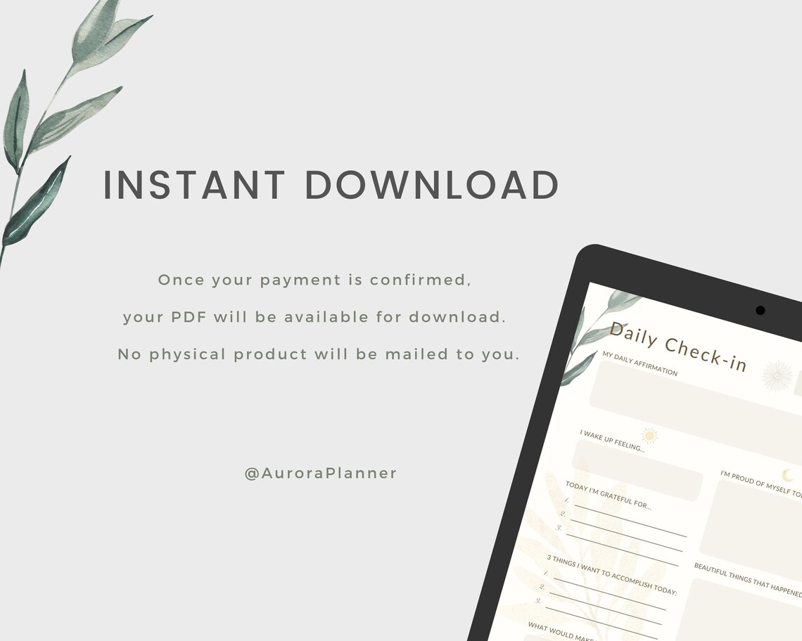 Daily Check in Digital & Printable Journal Mindfulness Self - Etsy