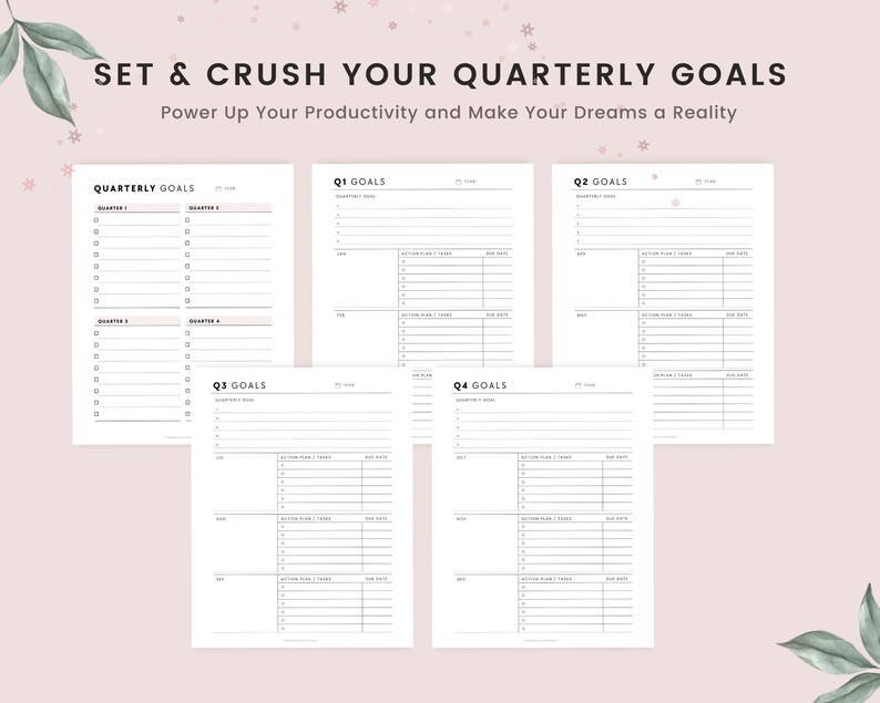 Goal Planner Bundle Printable, 2023 Goals Tracker, SMART Goal Setting ...