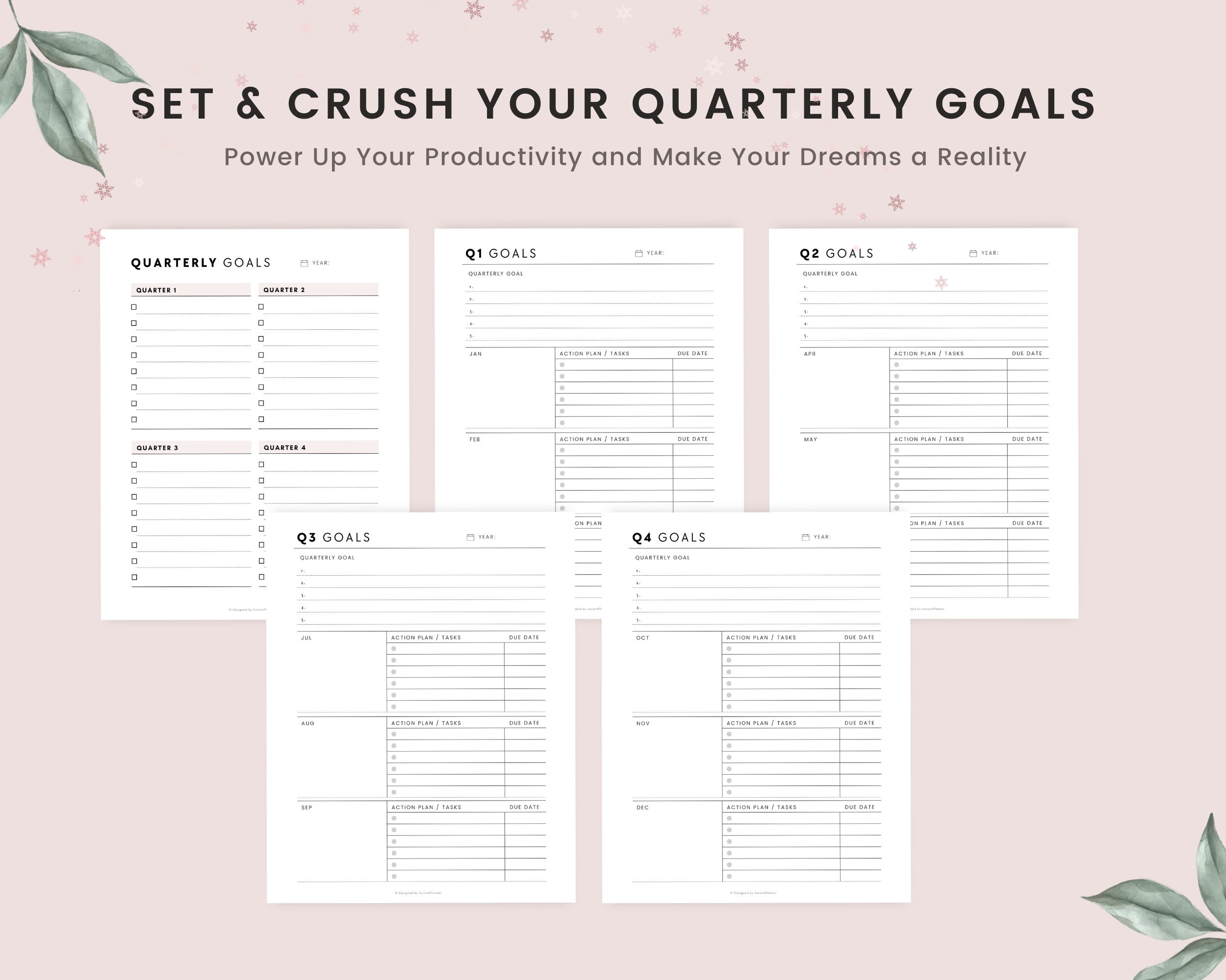 Goal Planner Bundle Printable, 2023 Goals Tracker, SMART Goal Setting ...