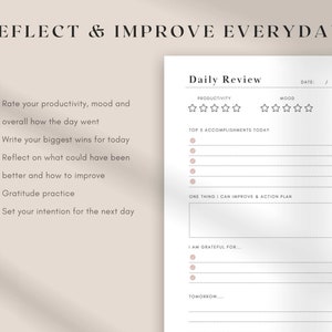 Digital Daily Review, Daily Reflection Journal, 5 Minute Bedtime ...