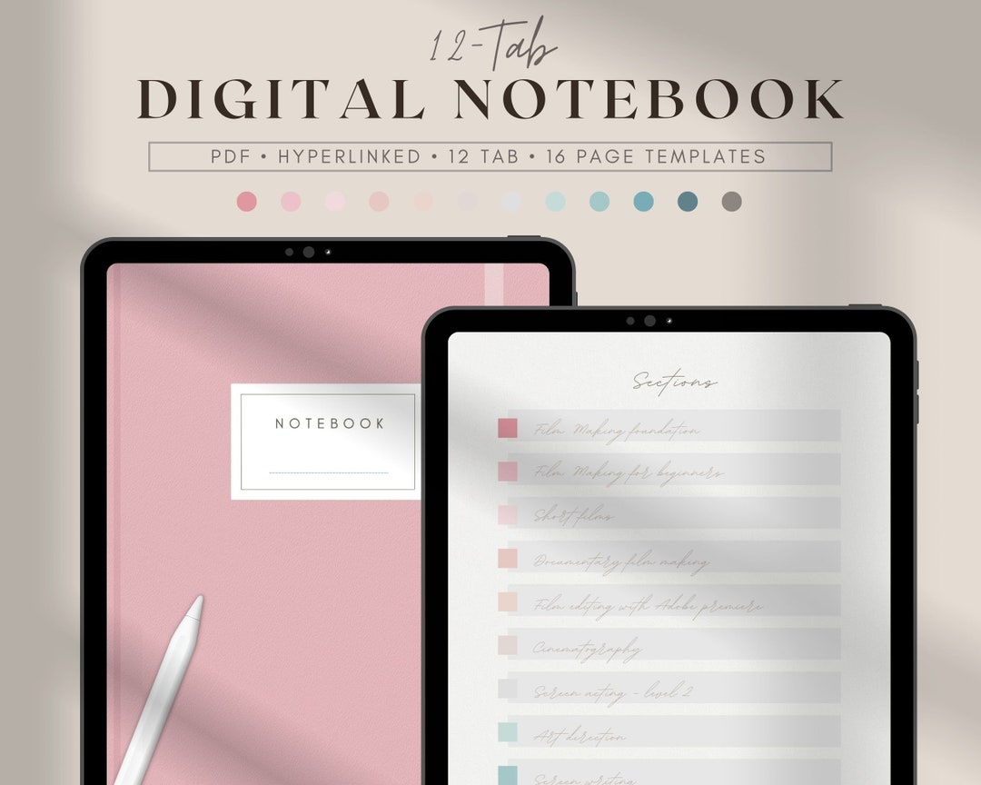 Digital Hyperlinked Notebook With 12 Tabs for iPad and Tablet, Student ...