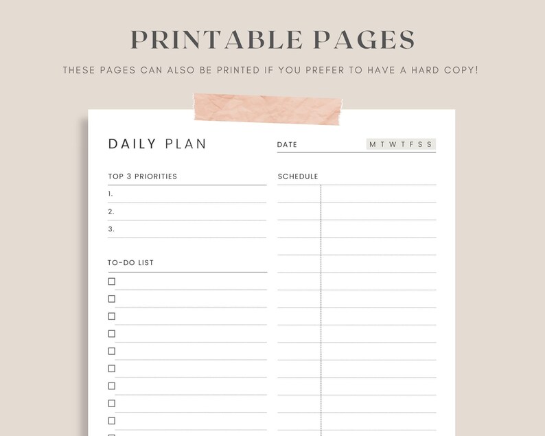 Undated Daily Planner Printable Daily Printable Inserts - Etsy