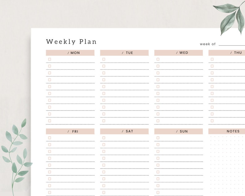 Weekly To-do List, Weekly Schedule, Weekly Checklist Planner, Weekly ...