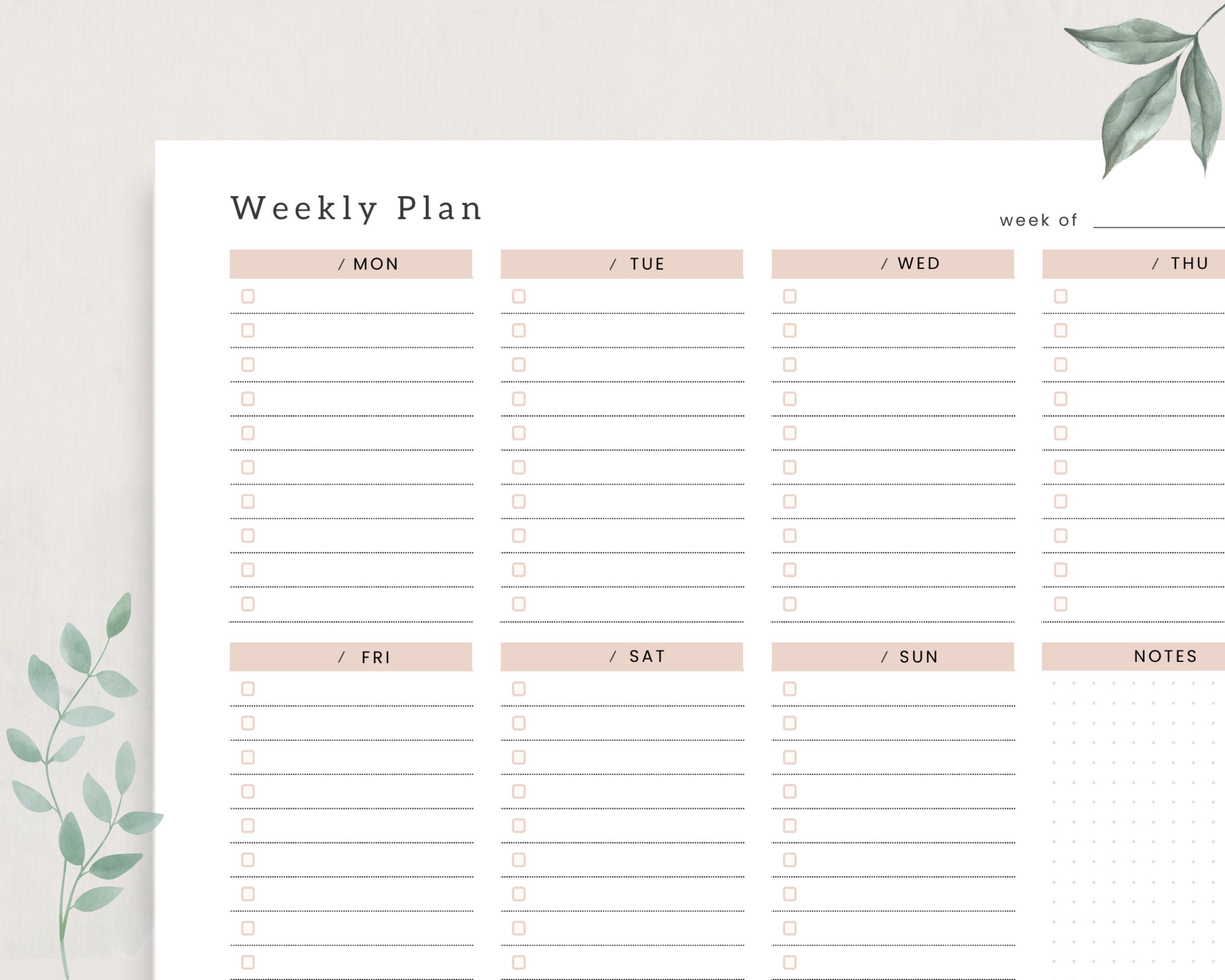 Weekly To-do List, Weekly Schedule, Weekly Checklist Planner, Weekly ...