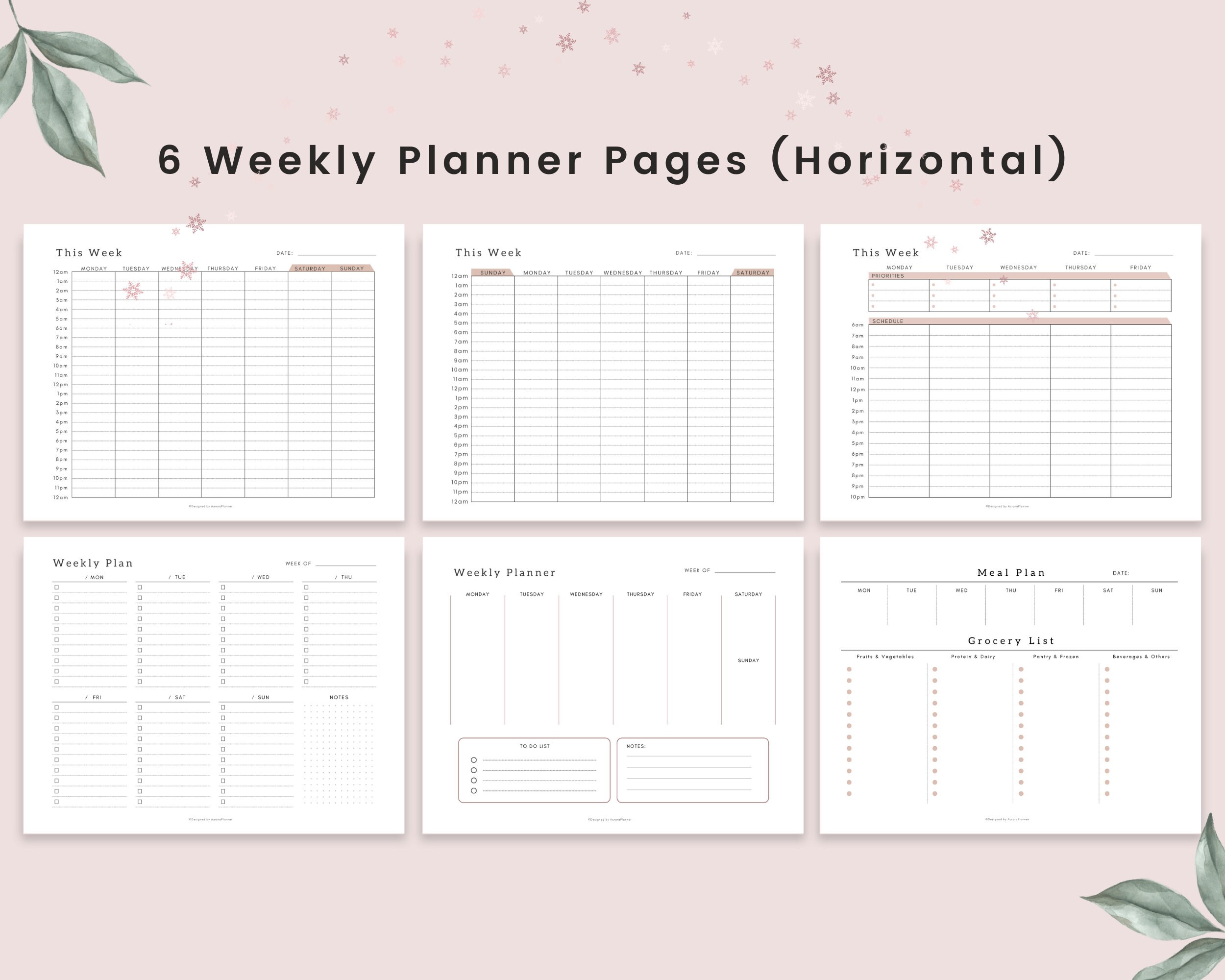 Weekly Planner Bundle Printable, Time Blocking Weekly Planner, Weekly ...