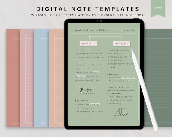 Digital Note Taking Template Digital Notepad Note Taking | Etsy