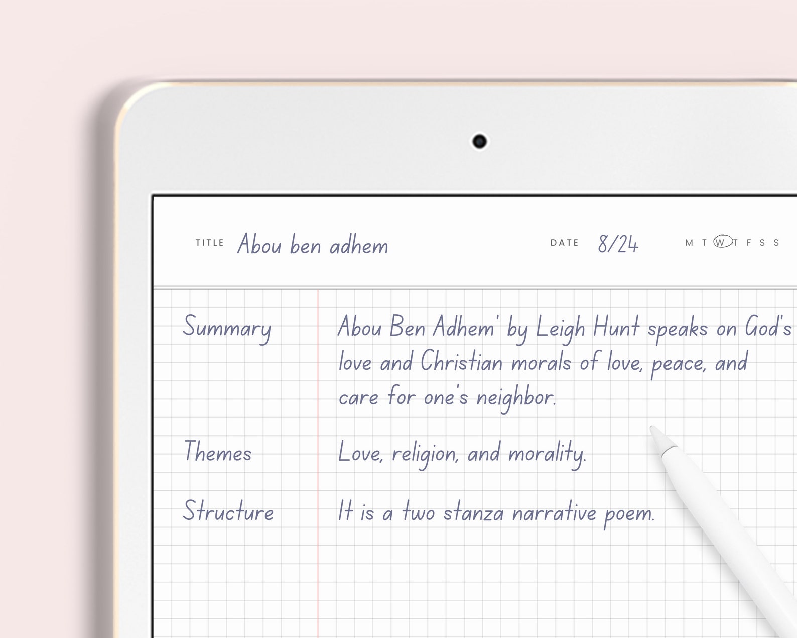 Study Digital Note Taking Template, Student Lecture Notes Template ...