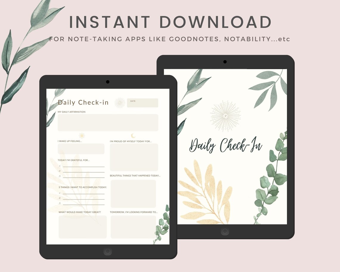 Daily Check in Digital & Printable Journal | Mindfulness, Self ...