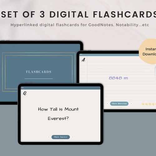 48 Digital Flashcards Study Cards for Goodnotes Notability - Etsy