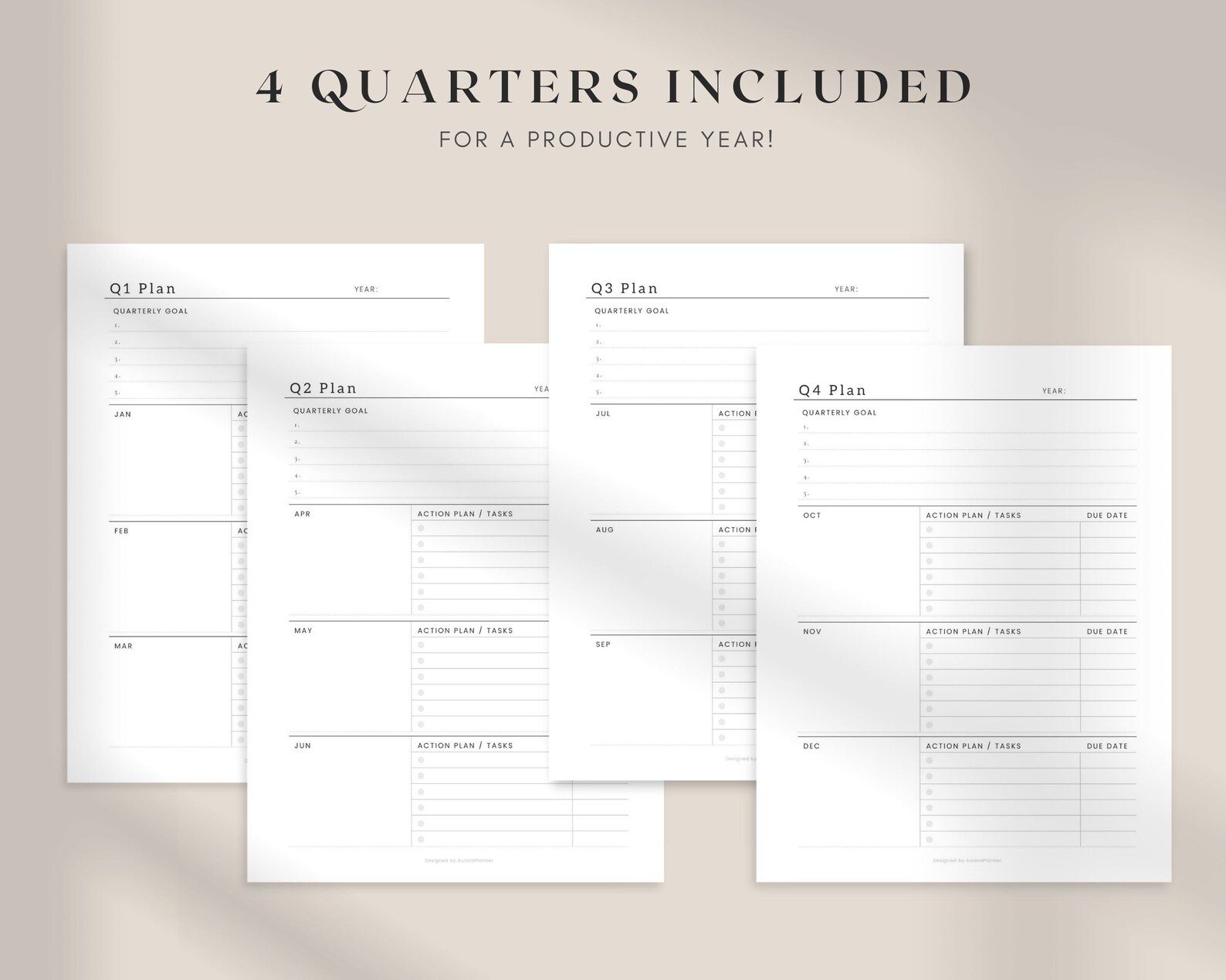 Quarterly Planner, 90-day Goal Setting, 3 Months To-do List Planner ...
