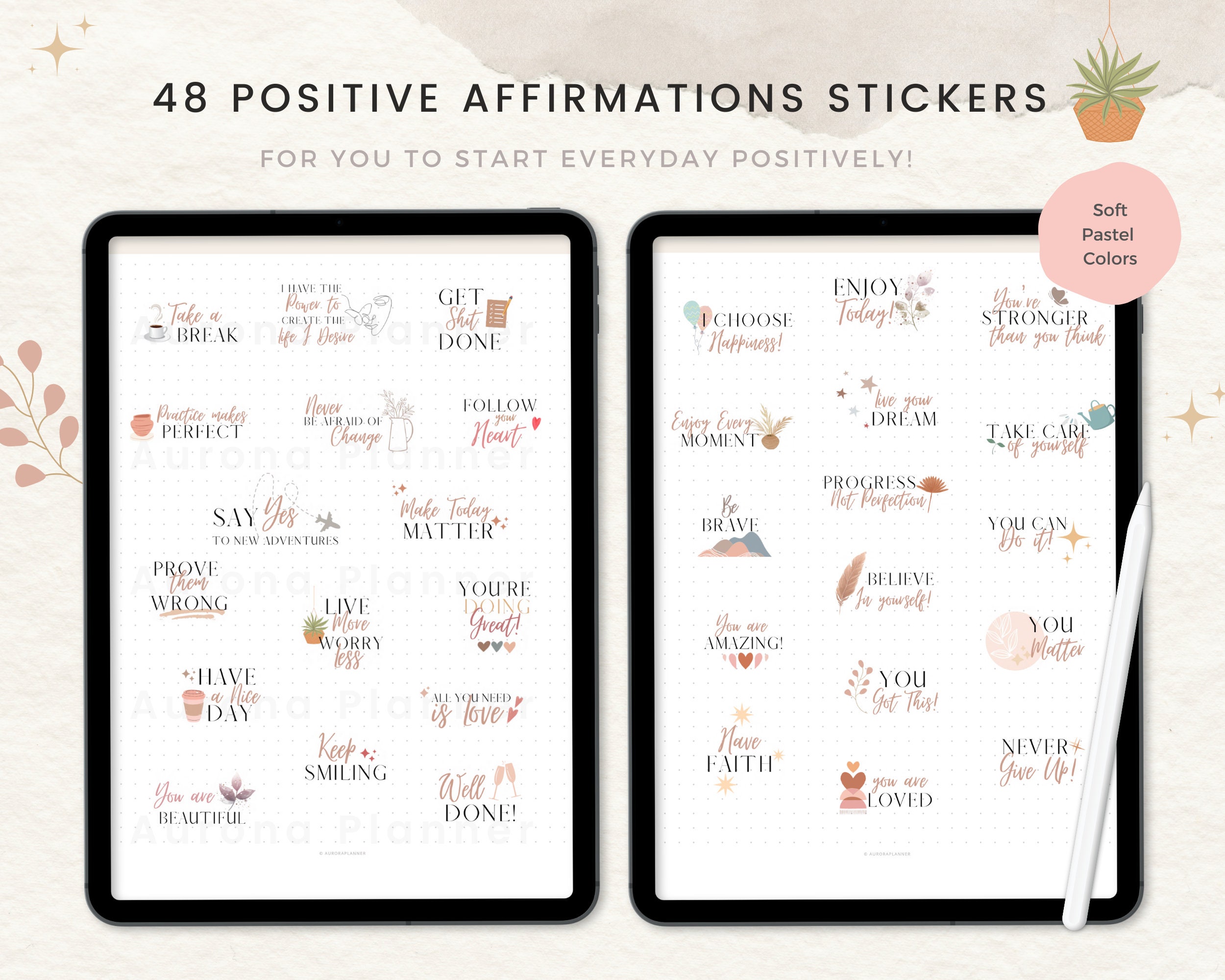 Positive Affirmations Digital Planner Stickers for Goodnotes - Etsy