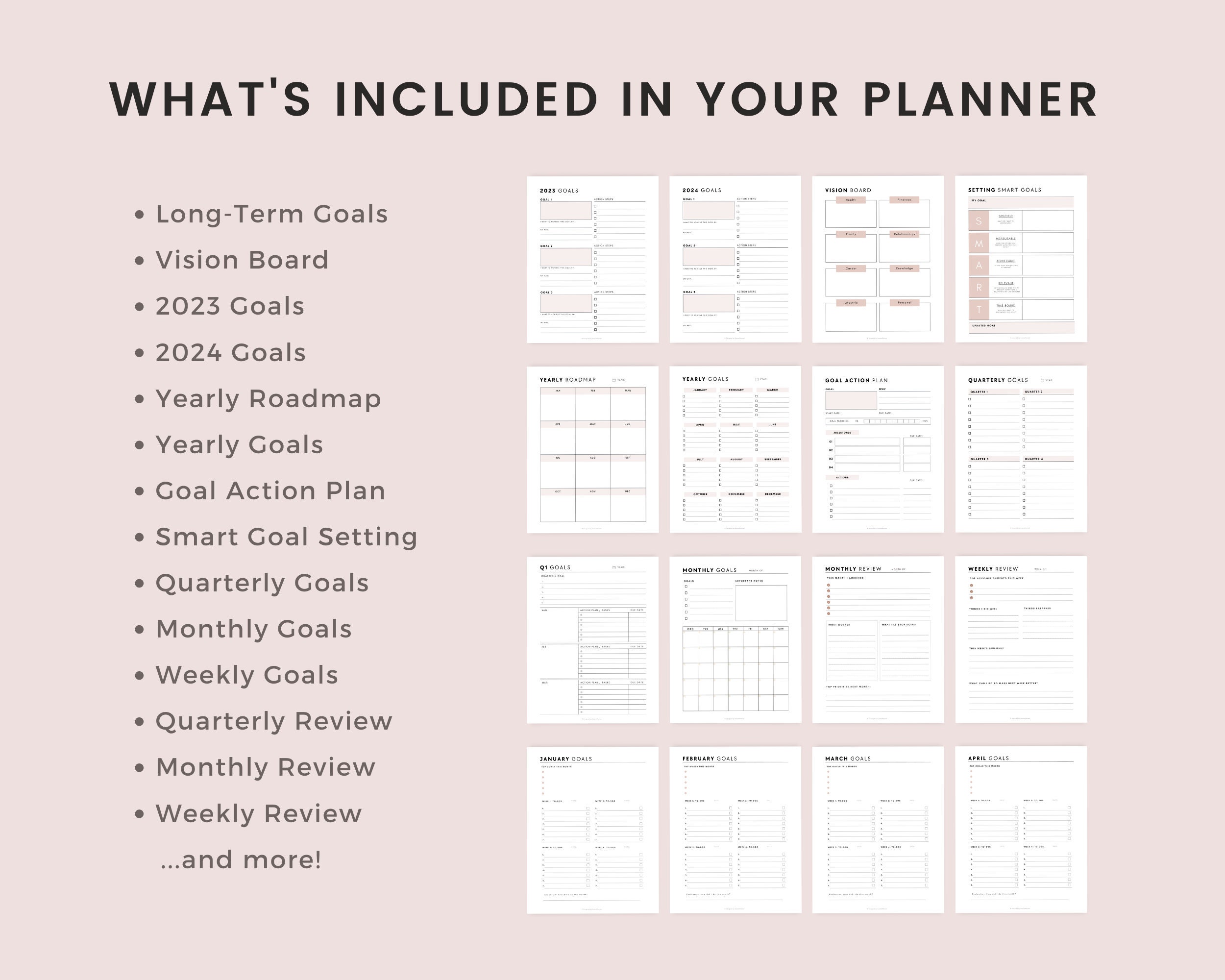 Goal Planner Bundle Printable, 2023 Goals Tracker, SMART Goal Setting ...