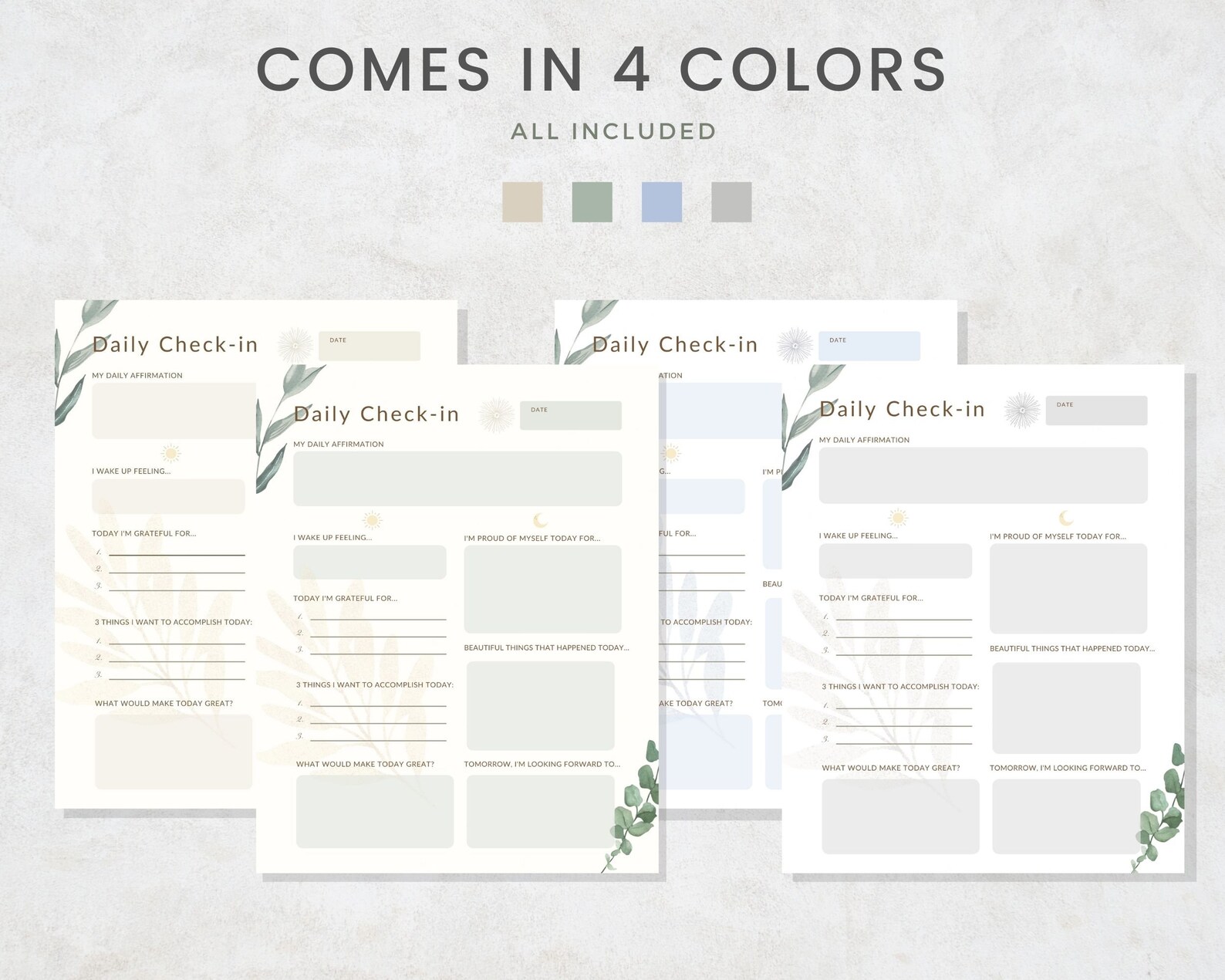 Daily Check in Digital & Printable Journal Mindfulness Self - Etsy