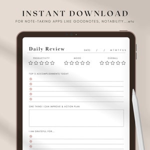 Digital Daily Review, Daily Reflection Journal, 5 Minute Bedtime ...