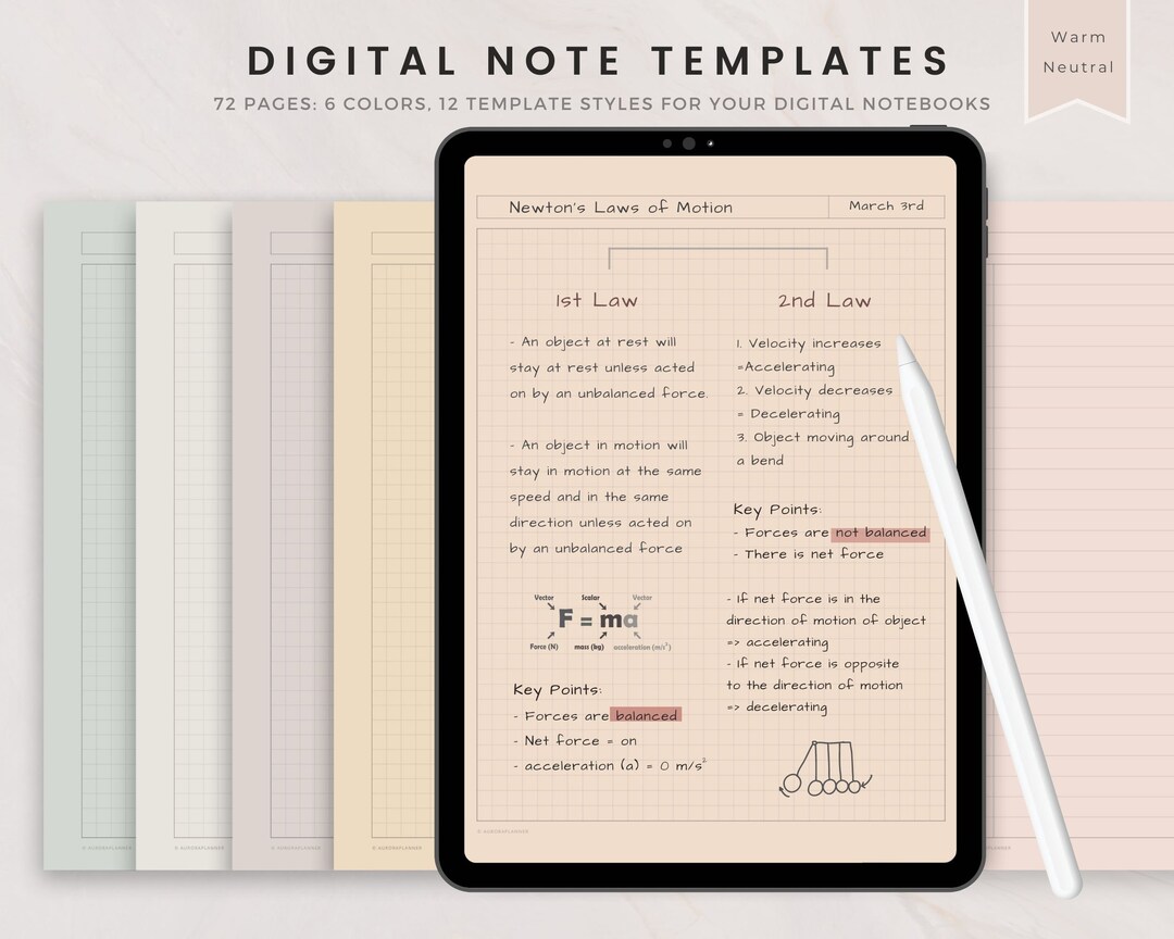Digital Note Taking Template, Digital Notepad, Note Taking Template ...