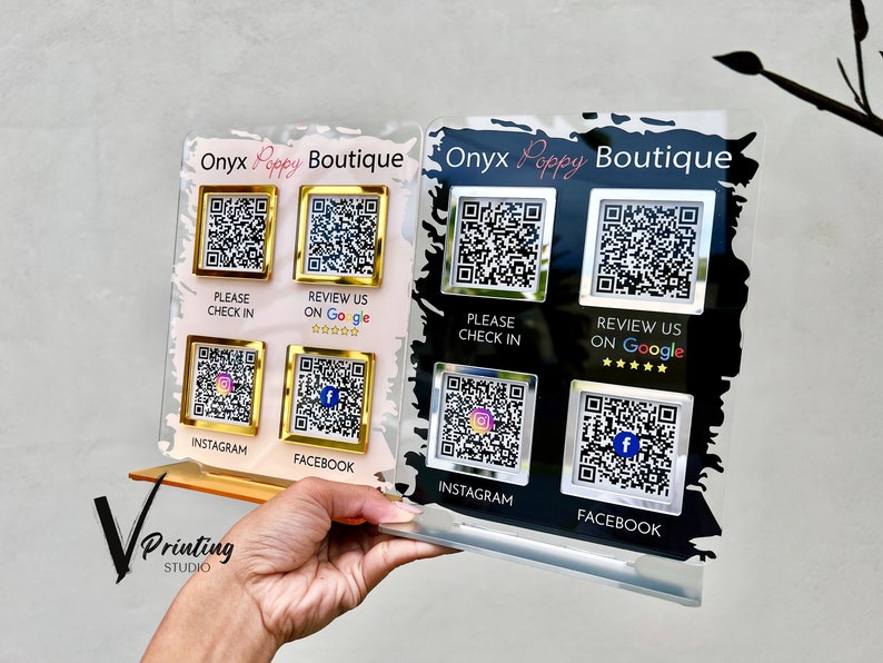 QR Codes Social Media Plaque Business Acrylic Sign Scan to Pay - Etsy