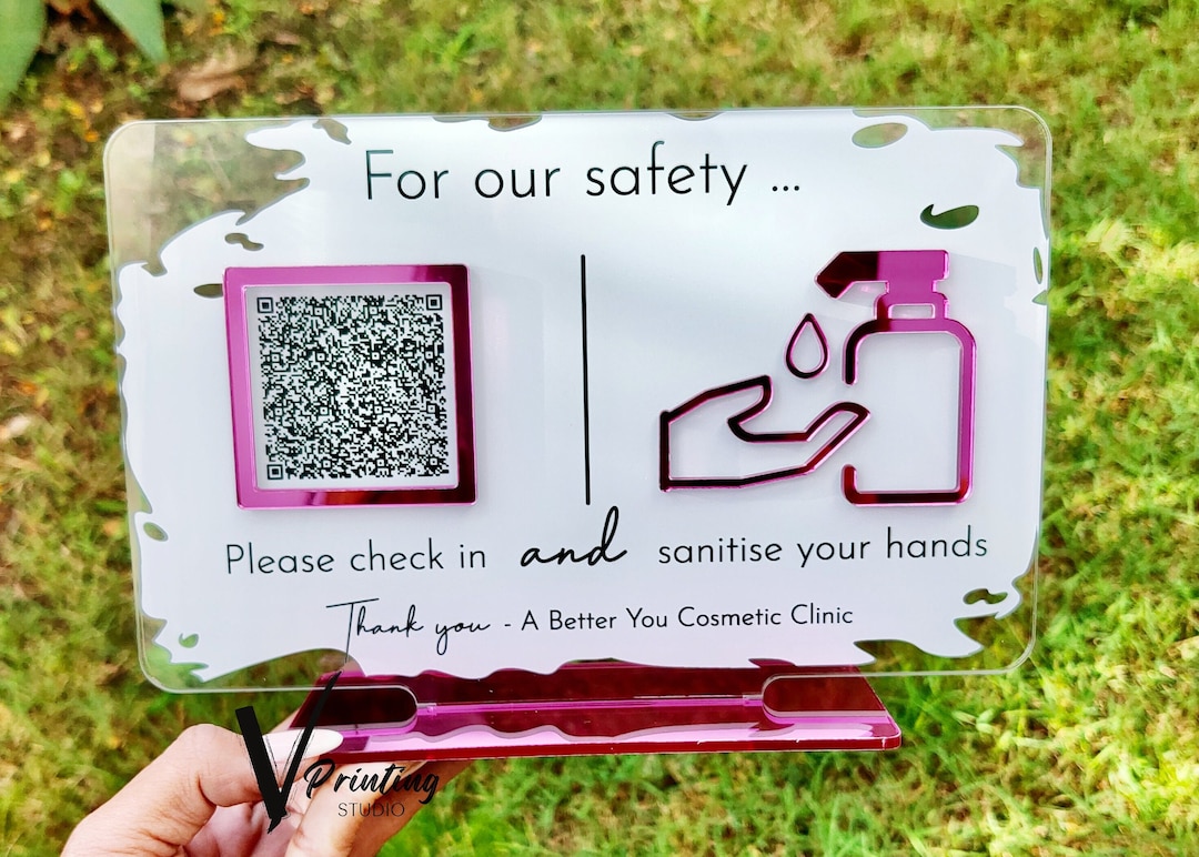 Personalized QR Code Acrylic Sign: Custom Business Check-in - Etsy