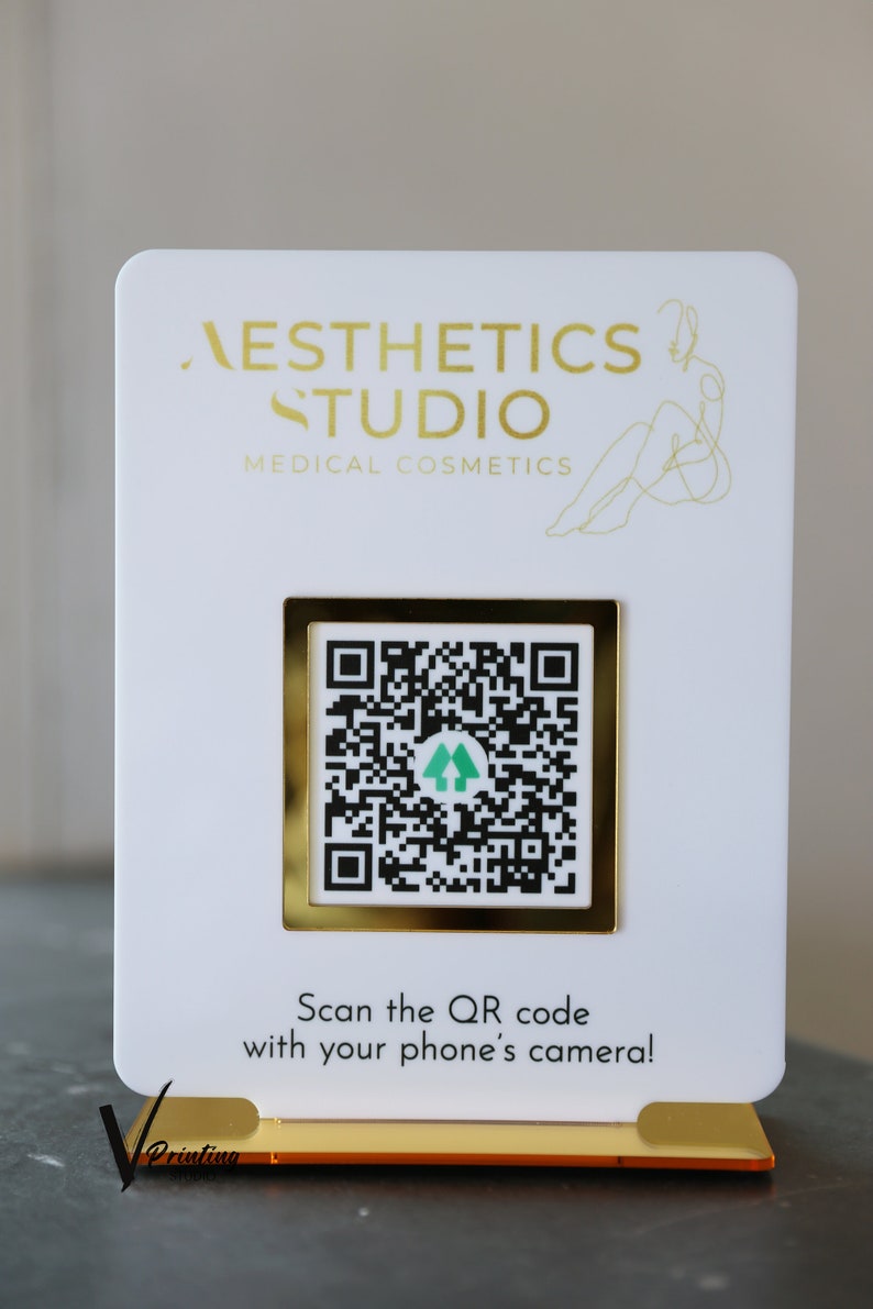 QR Code Social Media Business Plaque Acrylic Sign Salon - Etsy