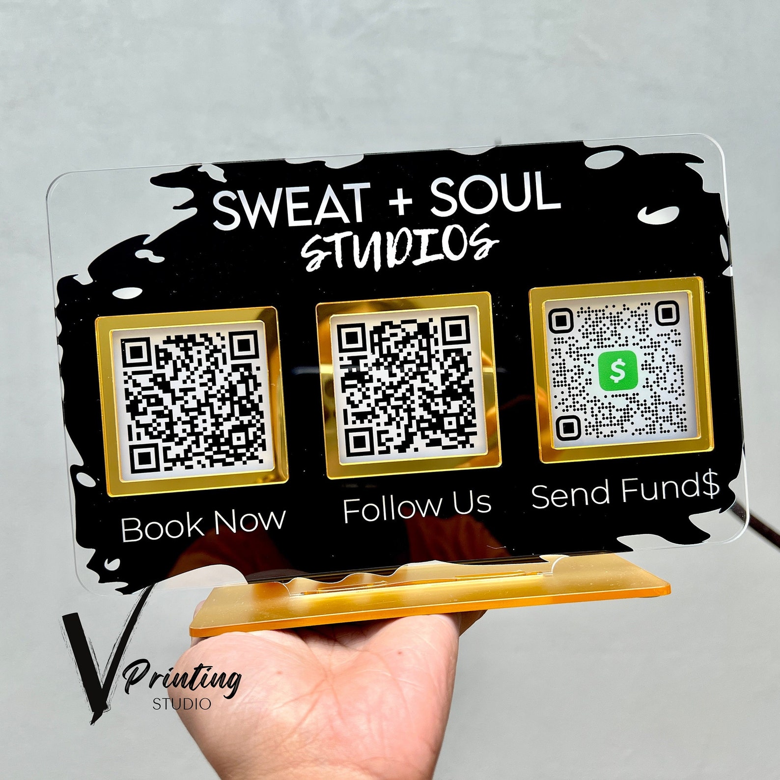Triple QR Code Business Acrylic Sign Scan to Pay Sign - Etsy