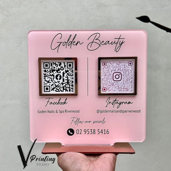 Double QR Codes Social Media Business Logo Display Sign Scan - Etsy