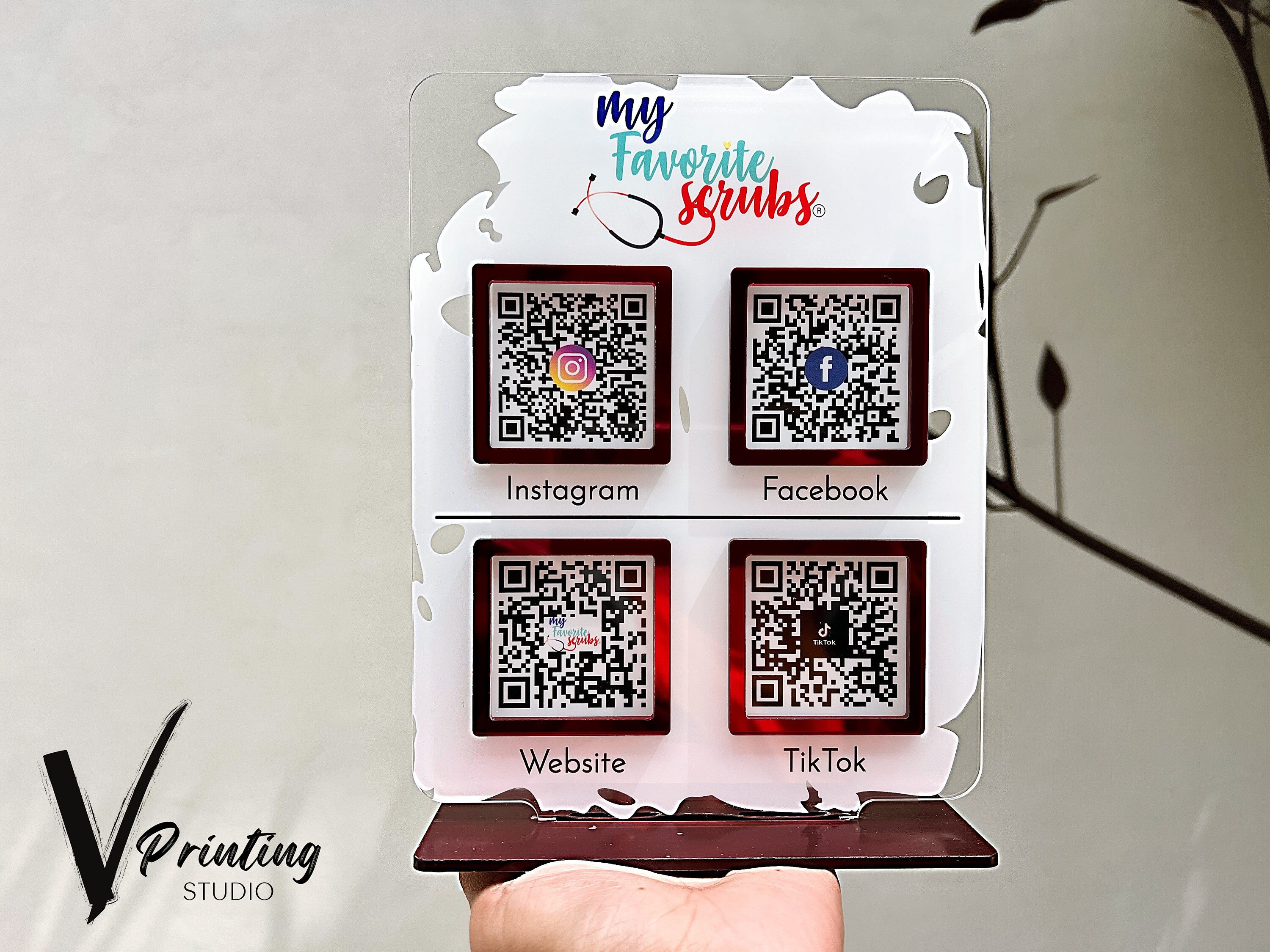 QR Codes Social Media Plaque Business Acrylic Sign - Etsy Australia