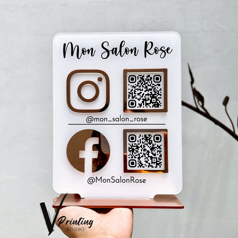 Social Media QR Codes Display Plaque Business Acrylic Sign - Etsy