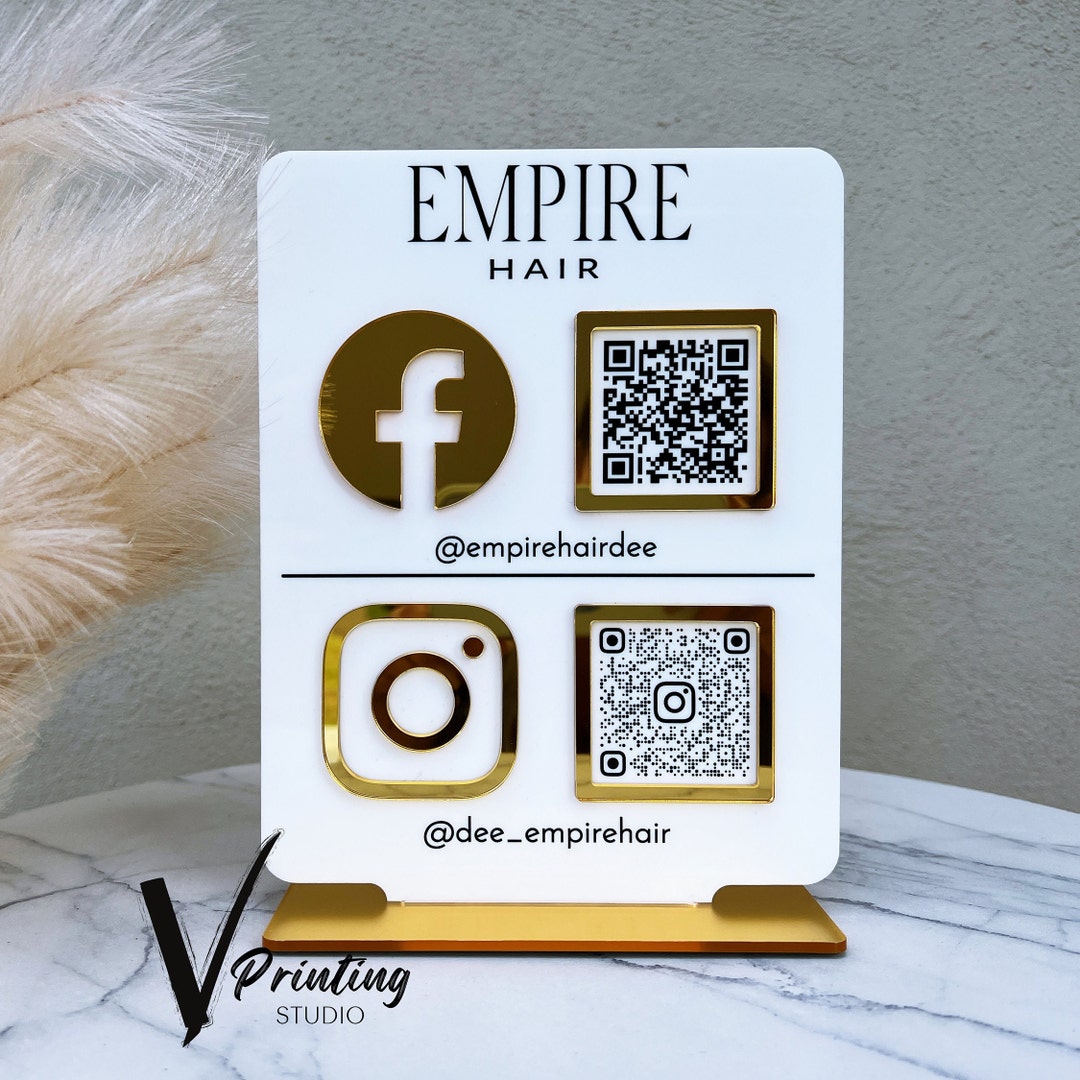 Social Media QR Codes Display Plaque Business Acrylic Sign Salon ...