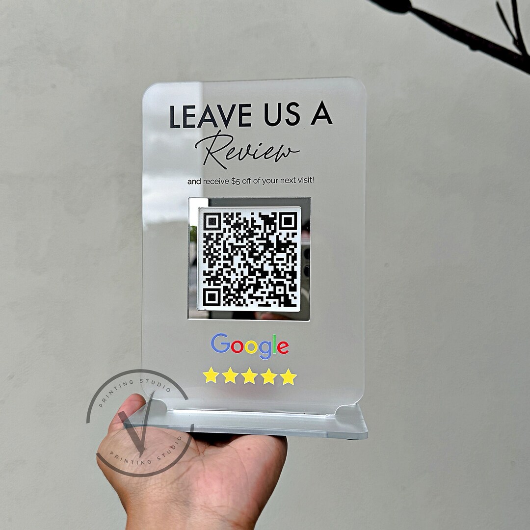 Business Review NFC/QR Code or Social Media | Tap to Review Sign ...