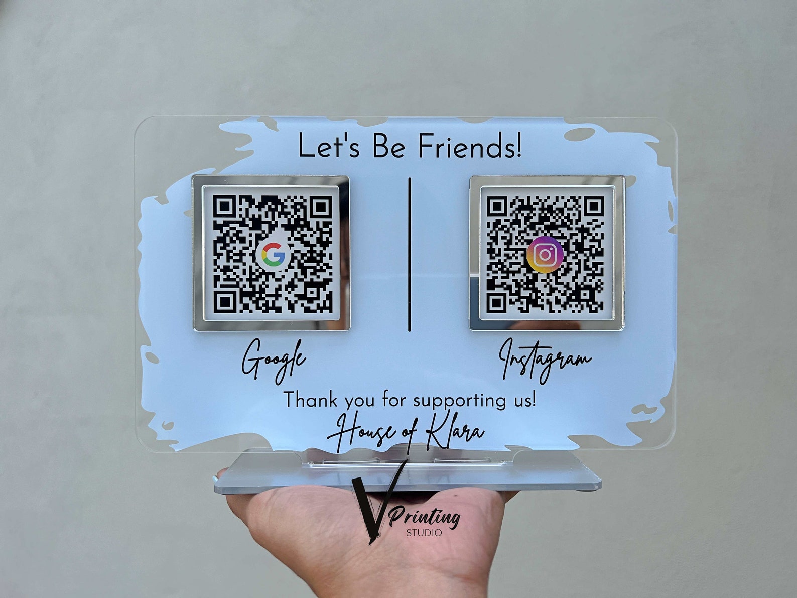 Double QR Codes Social Media Sign Instagram Facebook Acrylic | Etsy