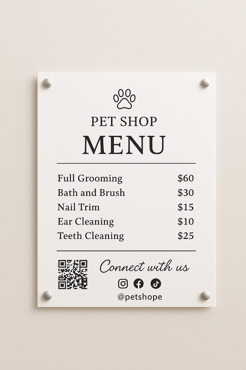 Personalized Menu Price Sign | Custom Price List Board for Cafe ...