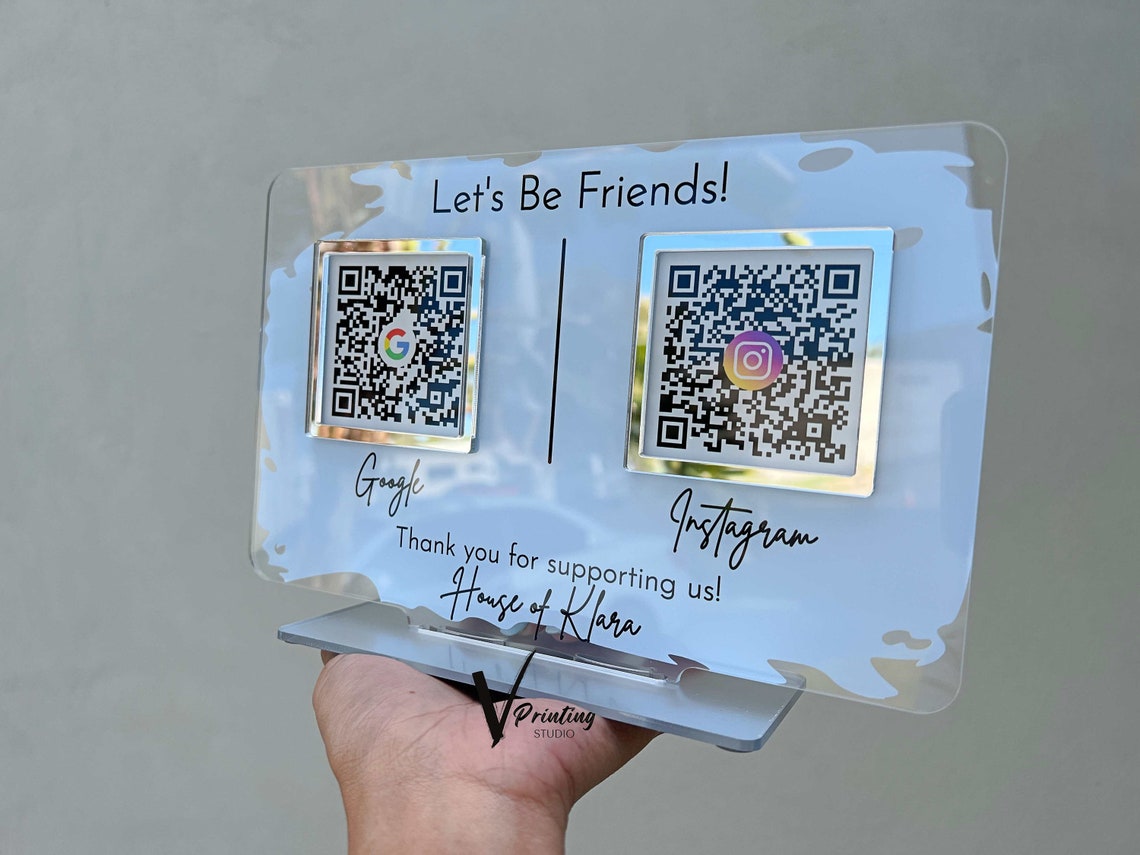 Double QR Codes Social Media Sign Instagram Facebook Acrylic - Etsy