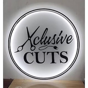 Custom LED Business Logo Sign: Round Acrylic Light-up Wall Decor - Etsy