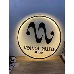 Custom LED Business Logo Sign: Round Acrylic Light-up Wall Decor - Etsy