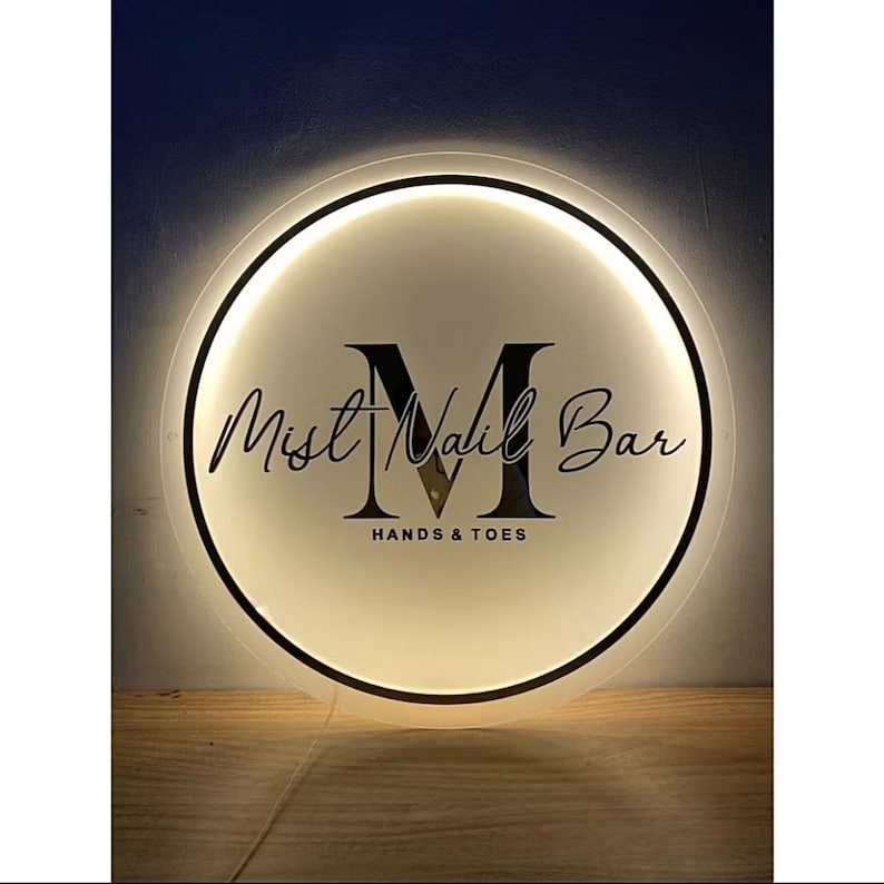 Custom LED Business Logo Sign: Round Acrylic Light-up Wall Decor - Etsy