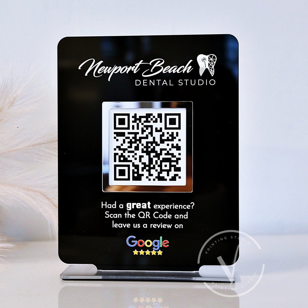 QR Code Google Facebook Review Counter Sign, Business Acrylic Sign ...