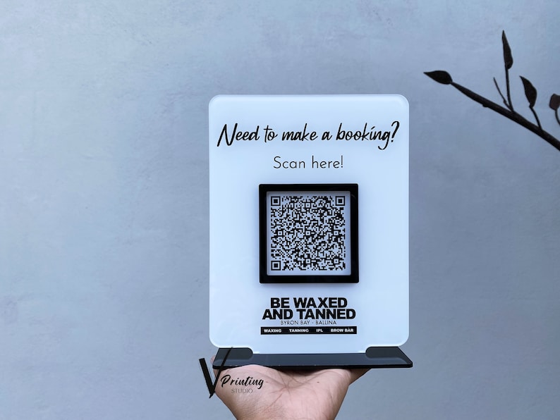 QR Code Social Media Business Plaque Acrylic Sign Salon - Etsy