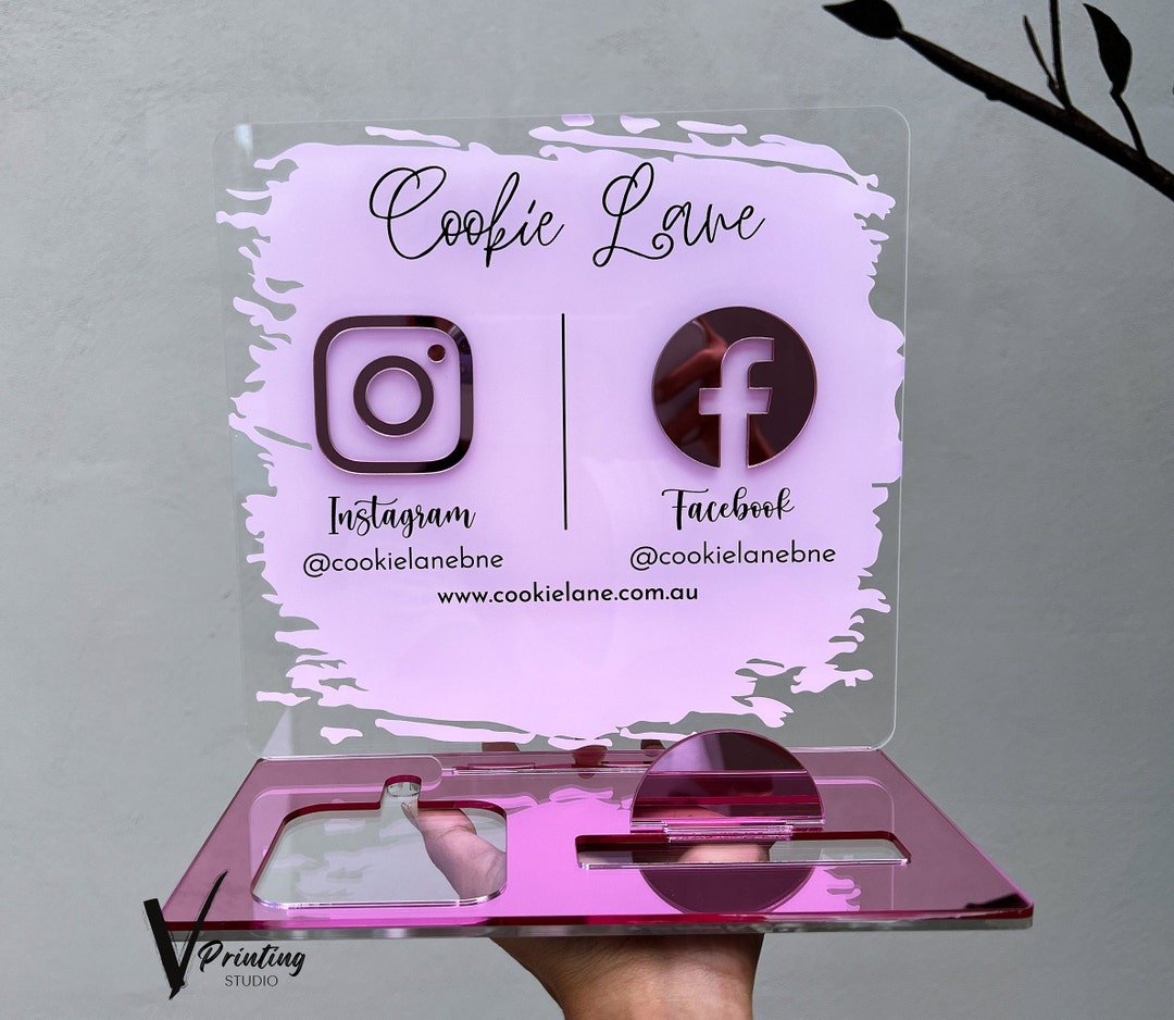 Square Reader Dock + Business Card Holder Social Media Acrylic Business ...