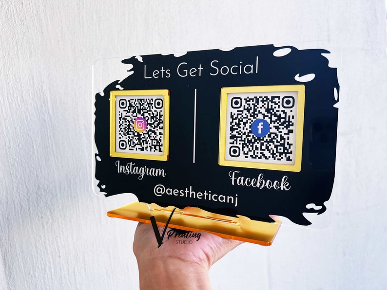 Double QR Codes Social Media Sign Instagram Facebook Acrylic - Etsy