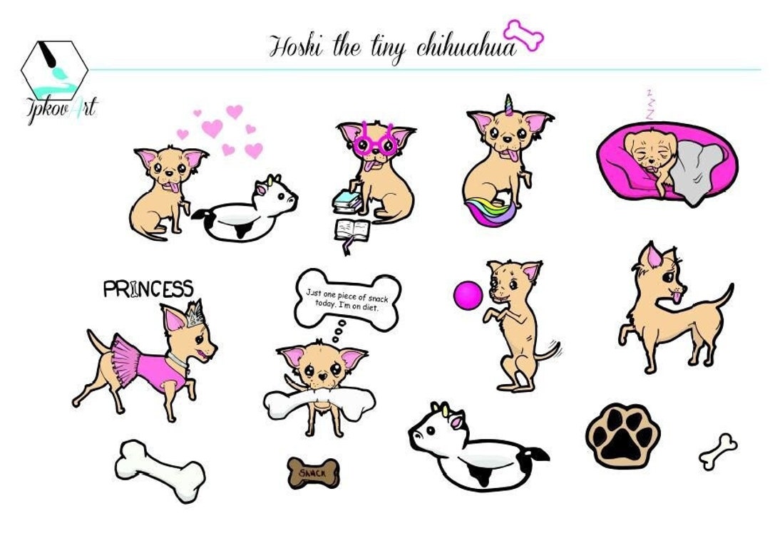 Hoshi the Tiny Chihuahua Printable Sticker Sheet - Etsy