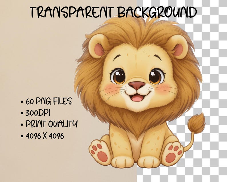 Watercolor Cute Animals Clipart, 60 Cute Animal PNG, Watercolor Animals ...