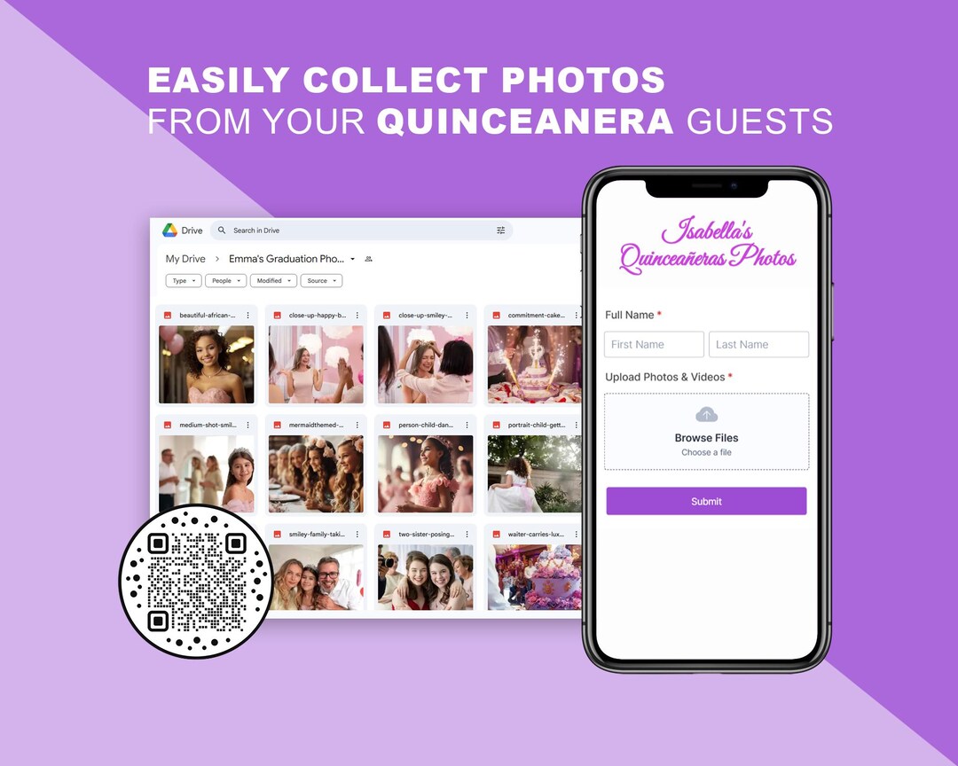 Collect Quinceanera Guest Photos, QR Code to a Photo Album, Share the ...