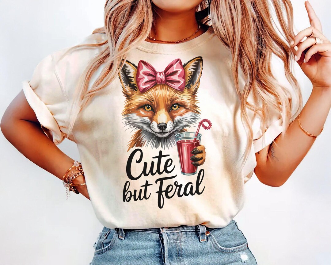 Cute but Feral Fox Coquette Png, Sublimation Design, Animal Lover Png ...