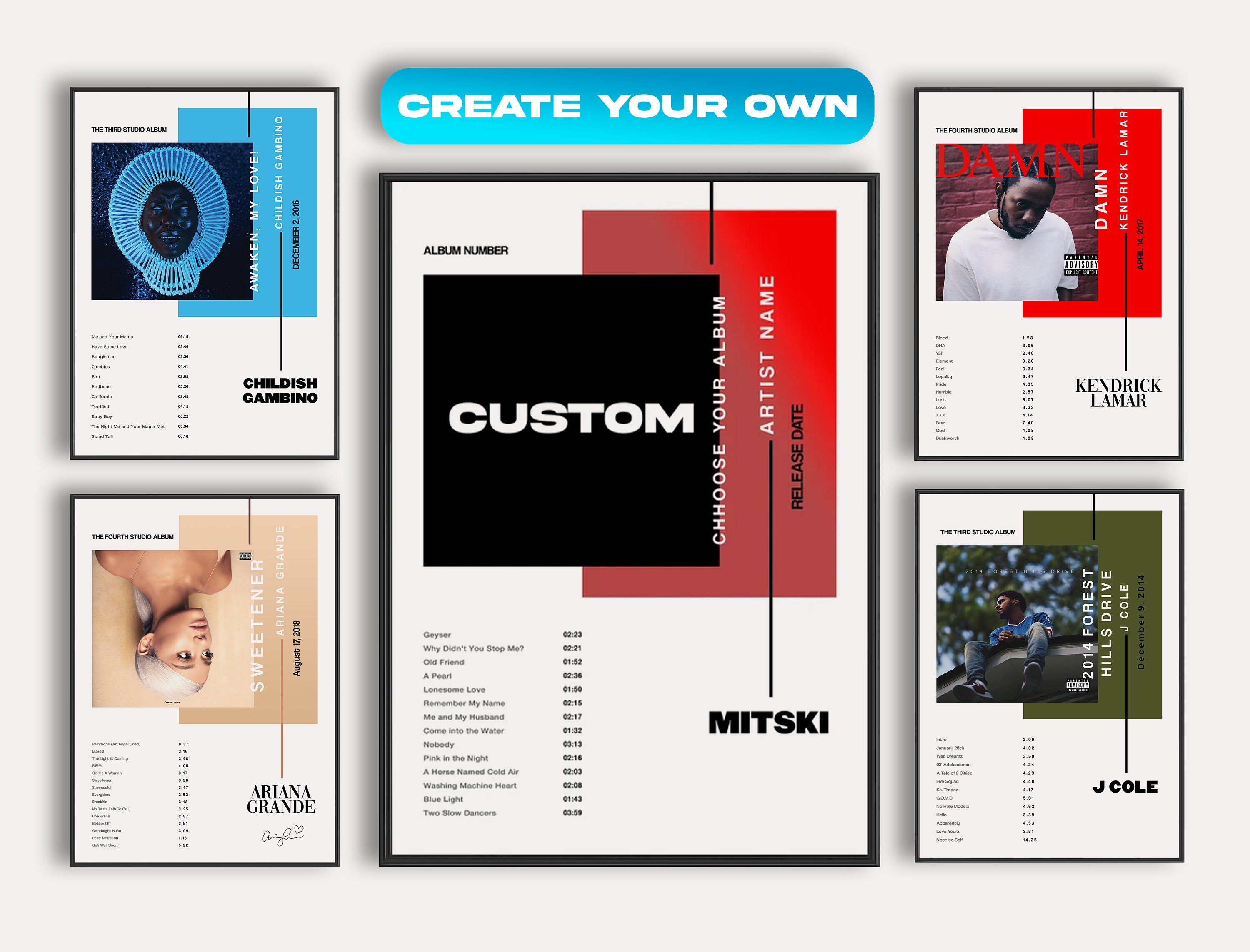 Art & Collectibles Prints custom album cover poster design personalized ...