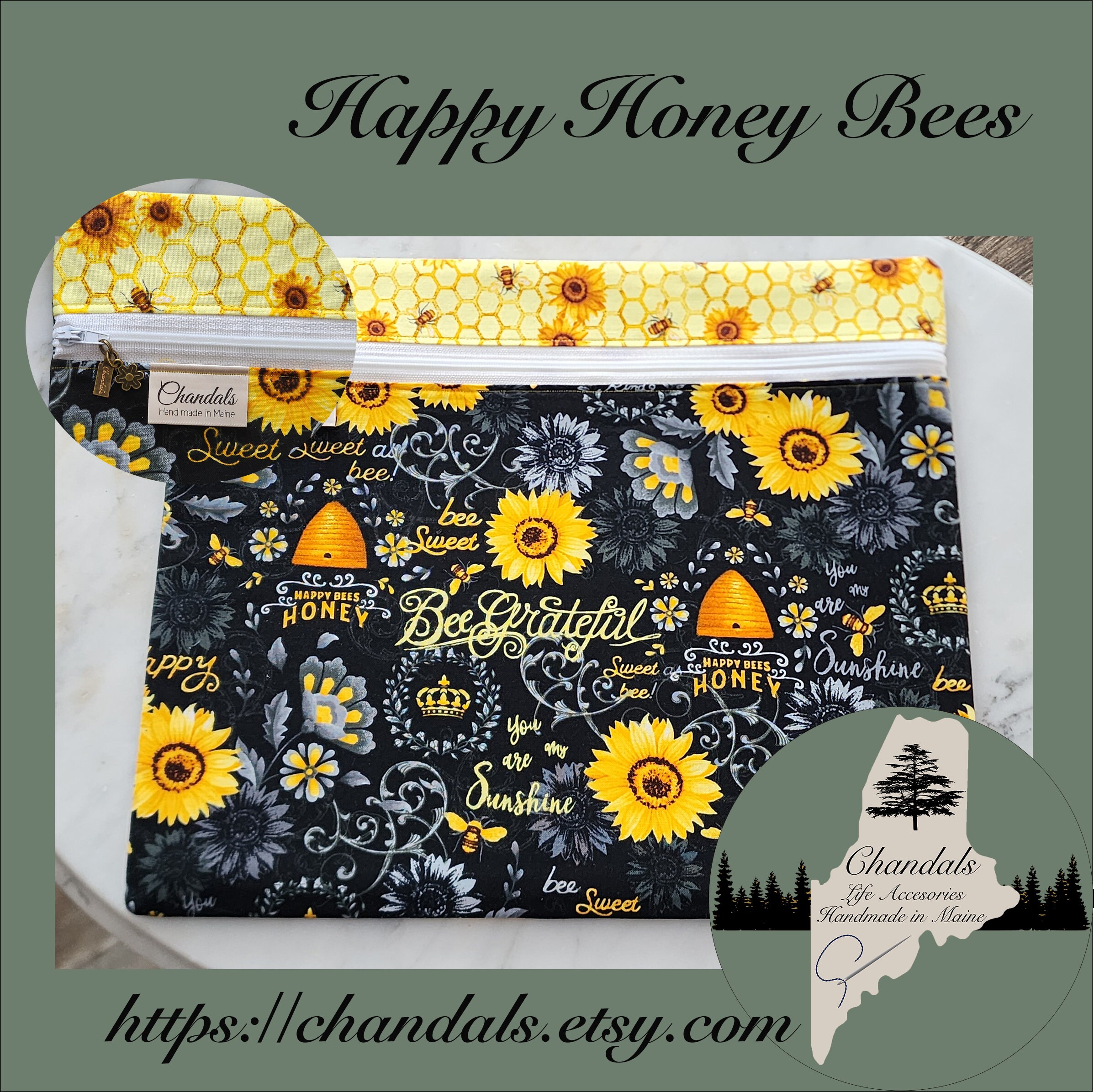 Happy Honey Bees 13x11 Project Bag - Etsy