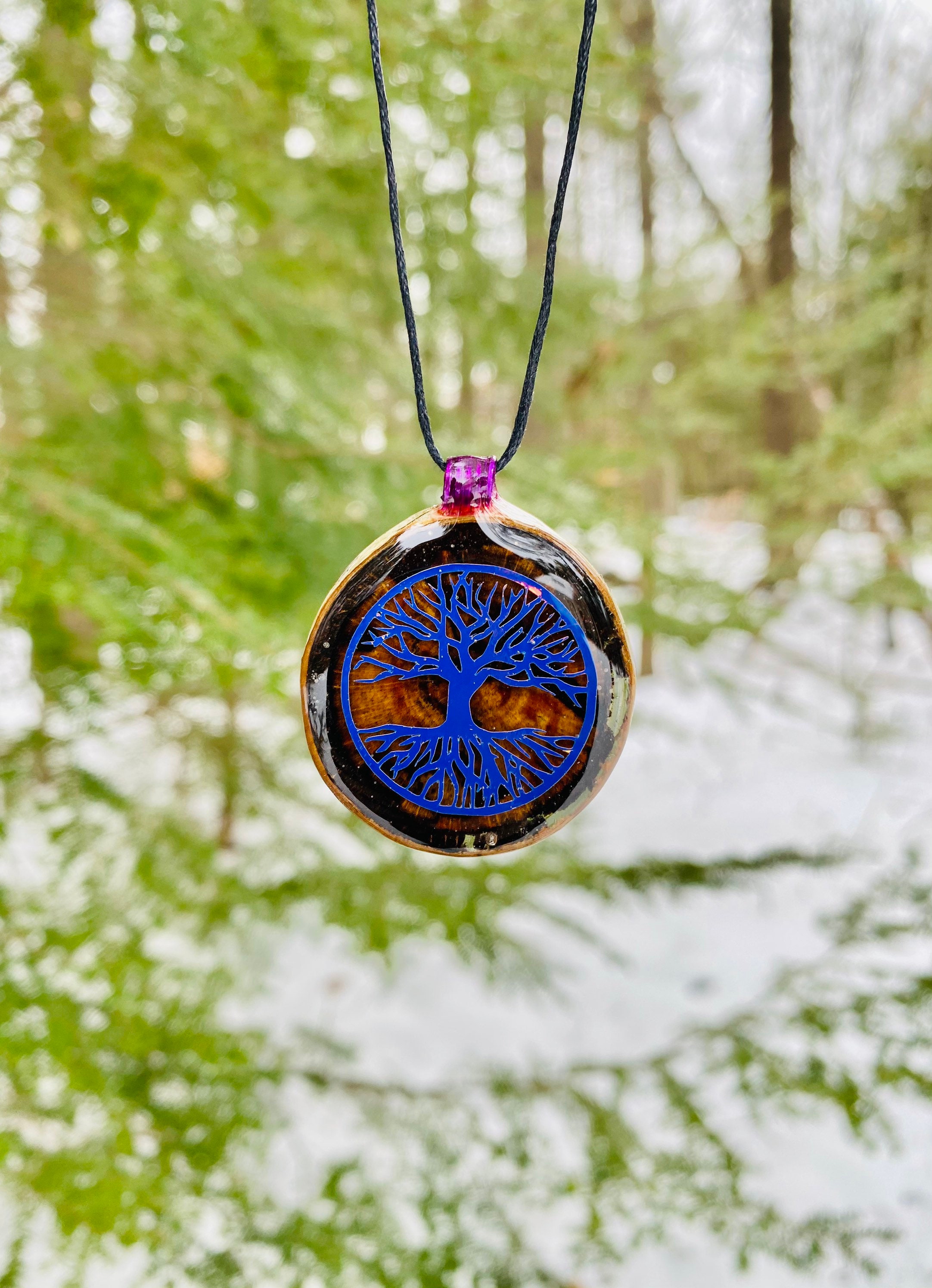 Handcrafted Purple Holographic Tree of Life Pendant - Etsy