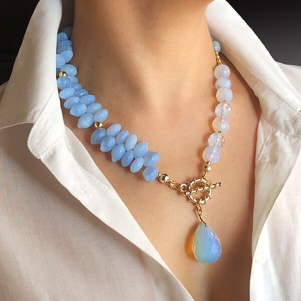 Ice Blue Necklace - Etsy
