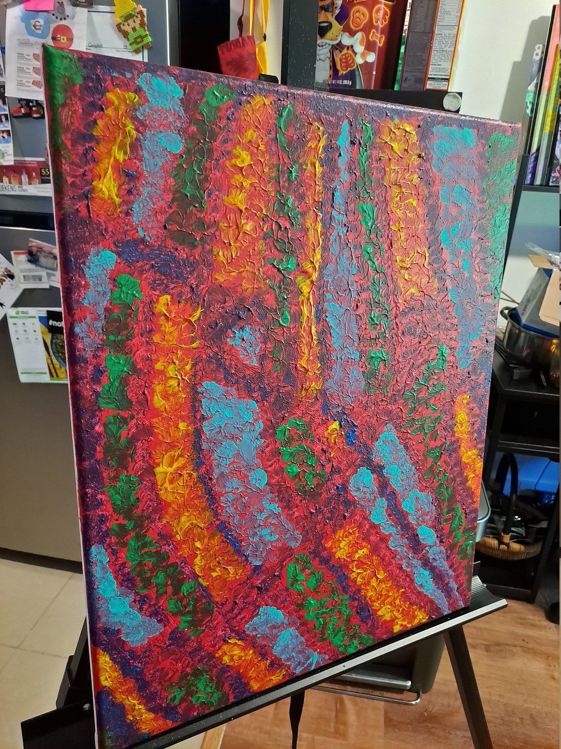 Muti Textured Abstract Colorful, Original 16x20 Canvas Painting Home ...