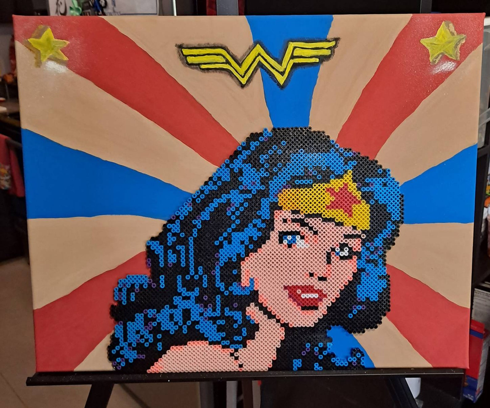 Wonder Woman, Comic Hero, Perler Bead Art, Superhero, Dc Comics, 16x20 ...