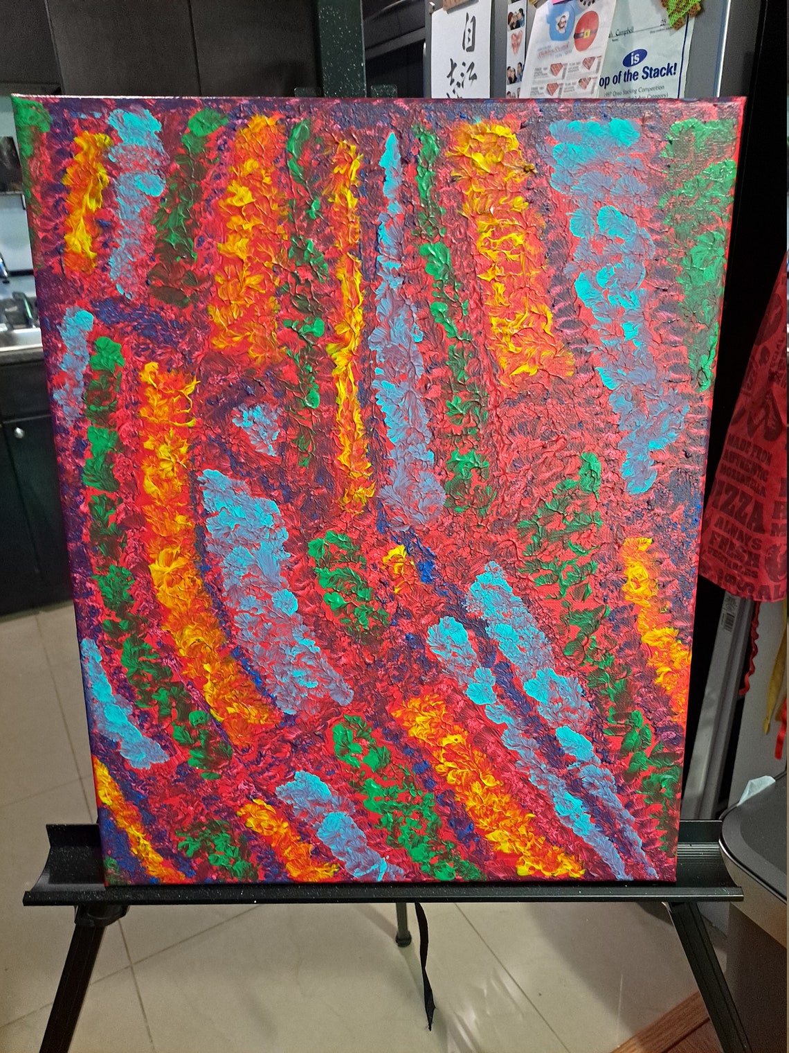 Muti Textured Abstract Colorful, Original 16x20 Canvas Painting Home ...